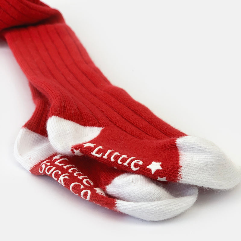 Non-Slip Super Soft Ribbed Baby and Toddler Tights in Red – The Little ...